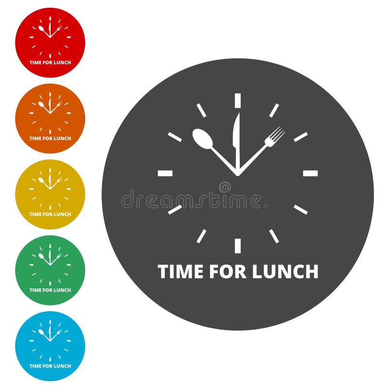Time for Lunch Symbol, Logo, Clock with Fork Spoon and Knife Stock ... Time for Lunch Symbol, Logo, Clock with Fork Spoon and Knife Stock ...
