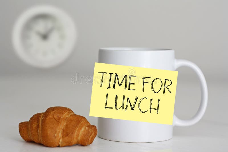 Time for Lunch in the Office is Shown Using the Text on the Cup and ...