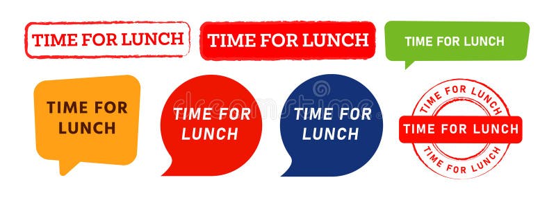 Time for Lunch Rectangle Circle Stamp and Speech Bubble Sign Element ...