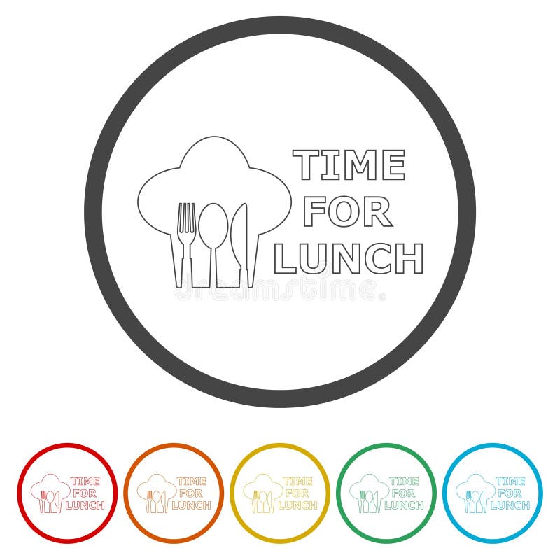 Time for Lunch, Flat Lunch Time Icon, 6 Colors Included Stock Vector ...