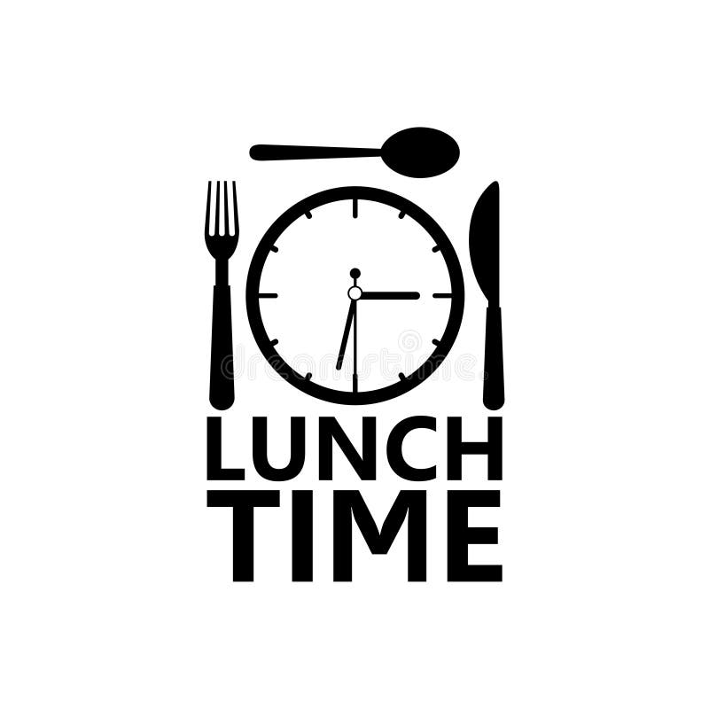 Time for Lunch Symbol, Logo, Clock with Fork Spoon and Knife Stock ... Time for Lunch Symbol, Logo, Clock with Fork Spoon and Knife Stock ...