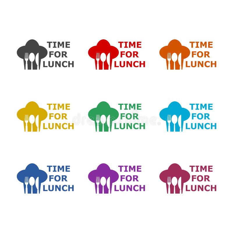 Time for Lunch, Flat Lunch Time Icon, 6 Colors Included Stock Vector ...