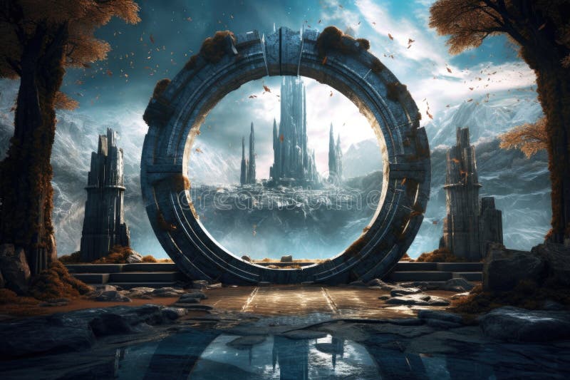 Time Machine Portal Opening To a Parallel Universe Stock Illustration ...