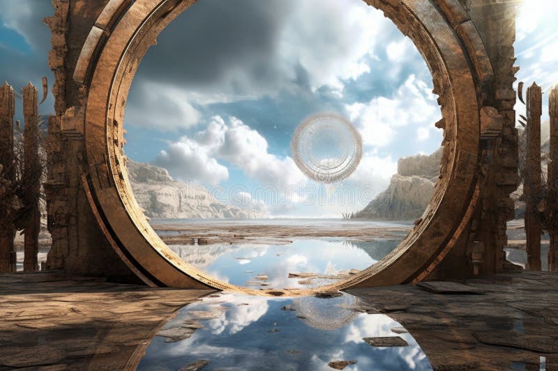 Time Machine Portal Opening To a Parallel Universe Stock Illustration ...
