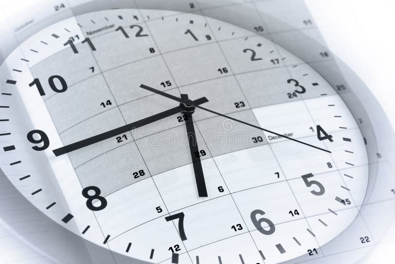 Ticking Time Clock with Calendar Stock Photo - Image of schedule, days ...