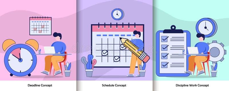 Work Discipline Banner with Employee Stock Vector - Illustration of ...