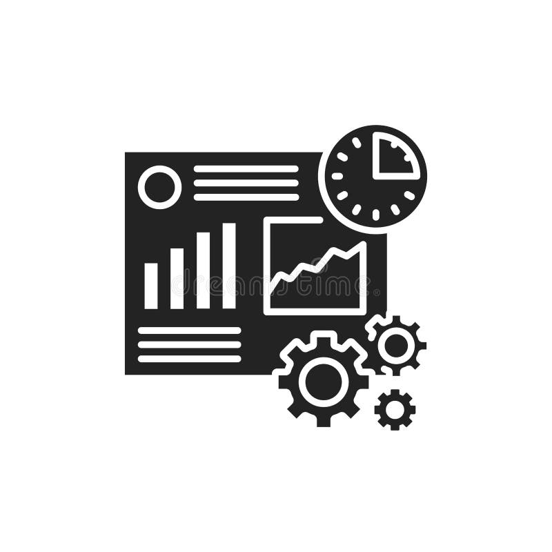 Time Management Black Glyph Icon. Workflow Planning and Control Concept ...