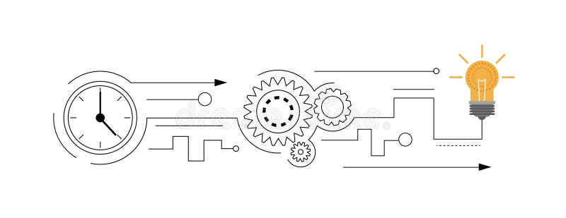 Time Management and Business Brainstorming Line Art Concept Stock ...