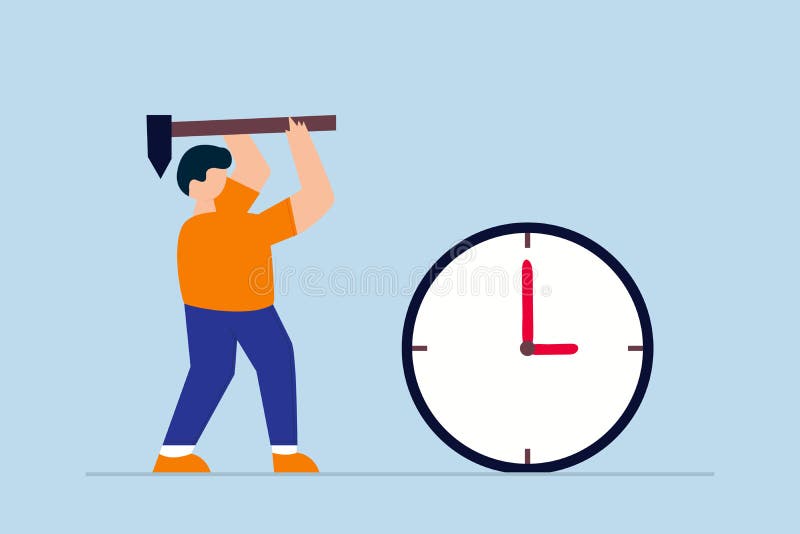 Time Management, Businessman Manager or Office Worker Using Hammer To ...