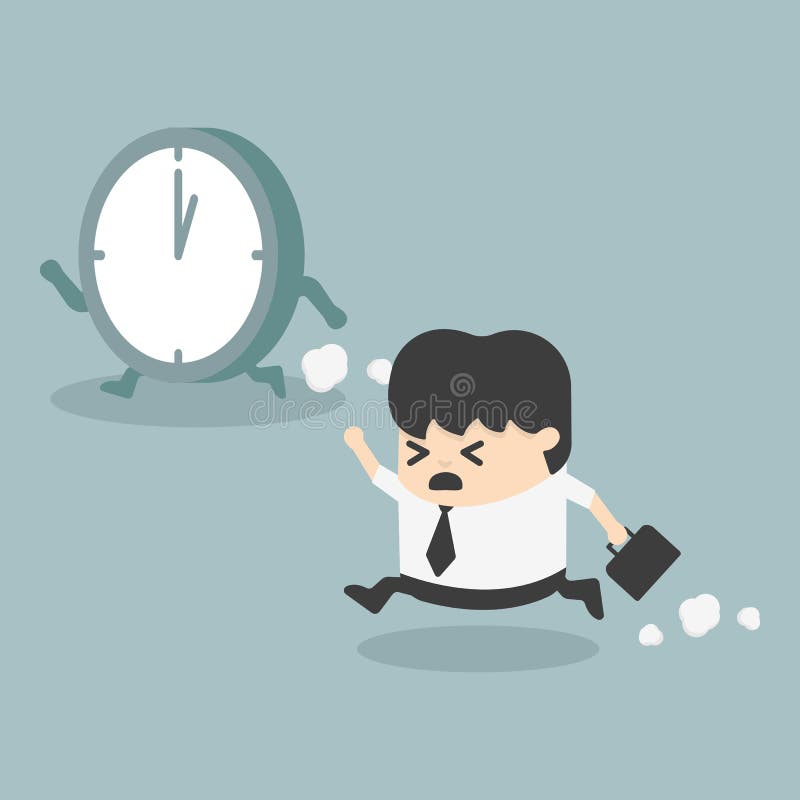 Businessman Running Follow Clock Late Work Time Stock Vector ...