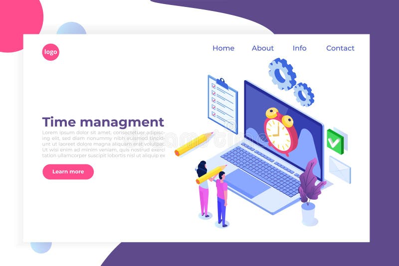 Time Management Concept, Business Scheduling App. Isometric Vector ...