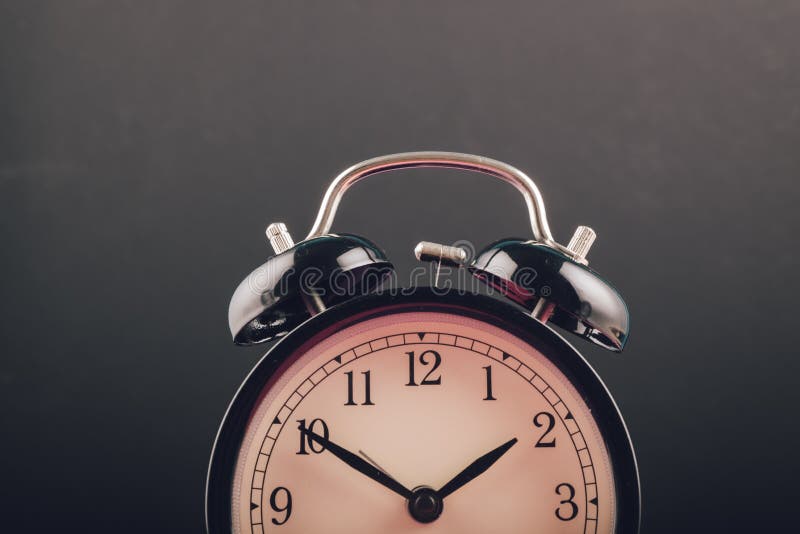 Time Management Concept, Alarm Clock on Dark Background Stock Photo ...