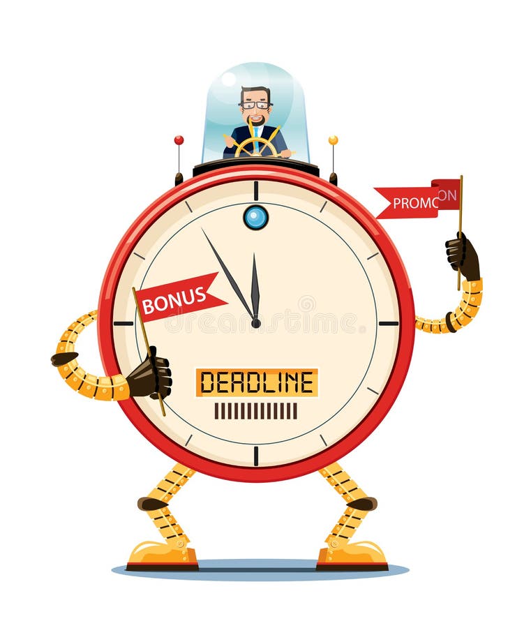 Time Management Concept. a Boss Controlling a Giant Clock Robot Stock ...