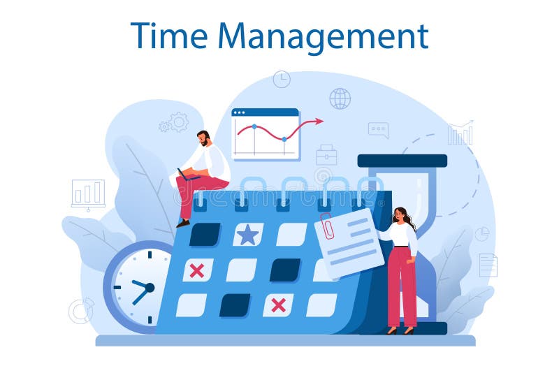 Time Management Concept. Business People Work Time Stock Vector ...