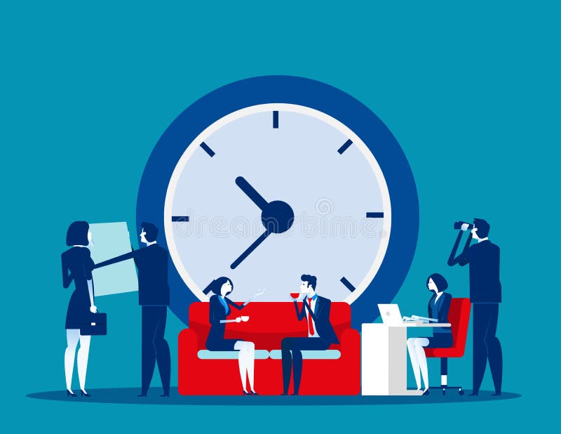 Time Management, Concept Business Vector, Clock, Office Team Work ...