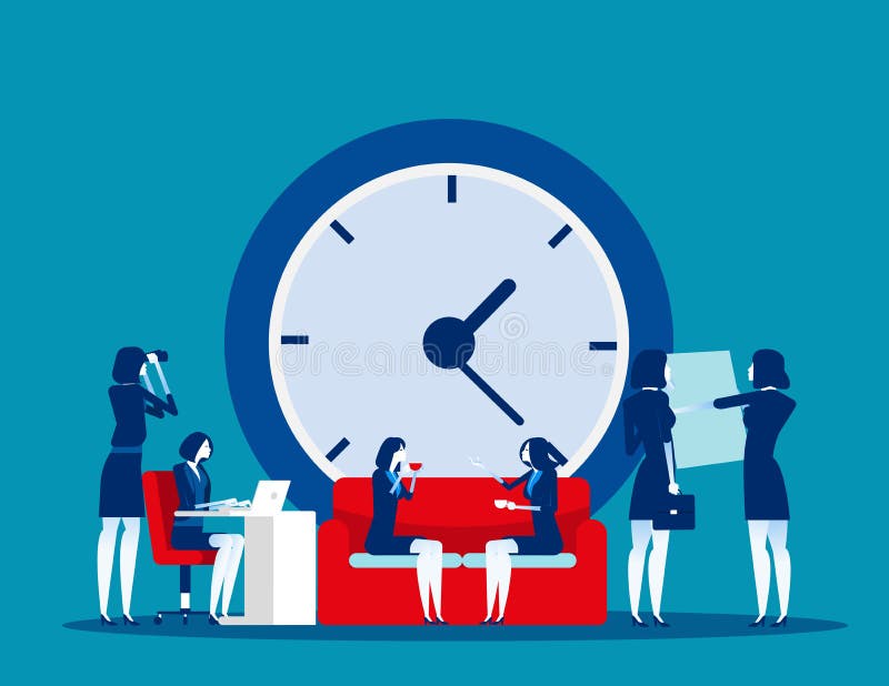 Time Management, Concept Business Vector, Clock, Office Team Work ...