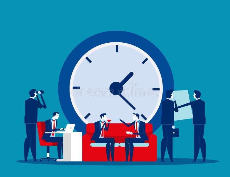 Time Management, Concept Business Vector, Clock, Office Team Work ...
