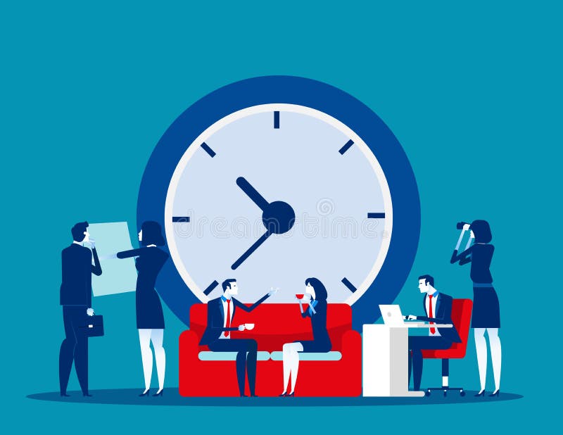 Time Management, Concept Business Vector, Clock, Office Team Work ...