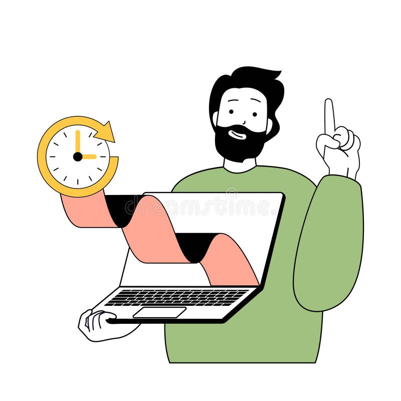 Time Management Concept with Cartoon People in Flat Design for Web ...