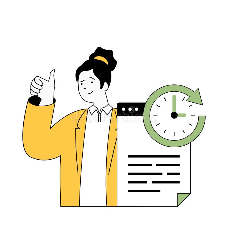 Time Management Concept with Cartoon People in Flat Design for Web ...