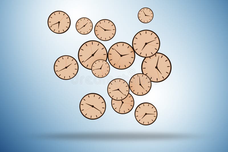 Time Management Concept with Many Clocks Stock Illustration ...