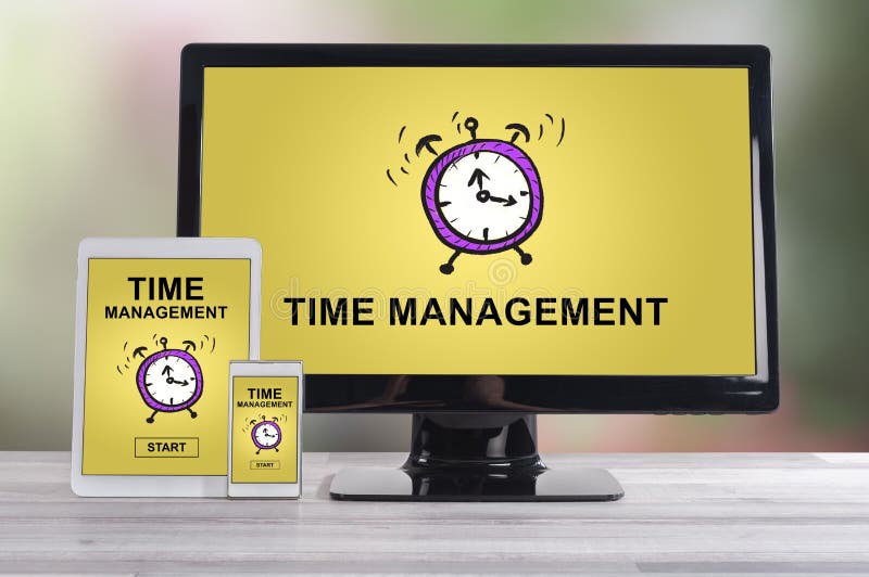 Time Management Concept on Different Devices Stock Image - Image of ...