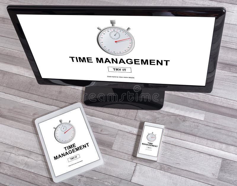 Time Management Concept on Different Devices Stock Illustration ...