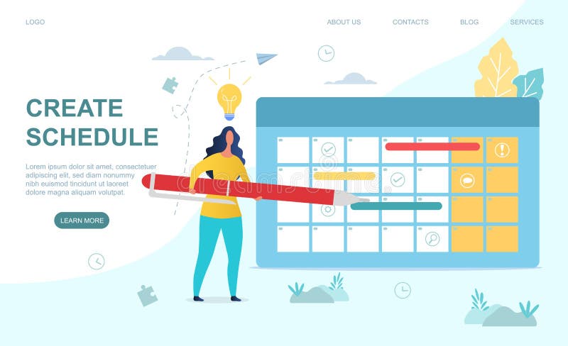 Time Management Concept with a Girl Stock Vector - Illustration of page ...