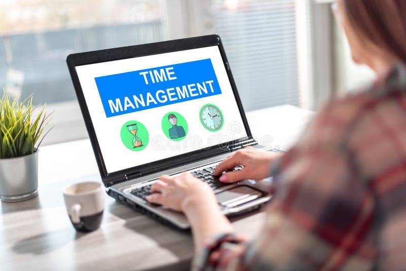 Time Management Concept on a Laptop Screen Stock Photo - Image of ...