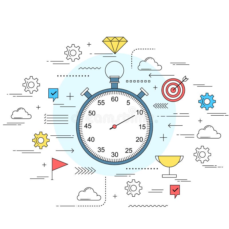 Time Management Concept Line Style Illustration Stock Vector ...