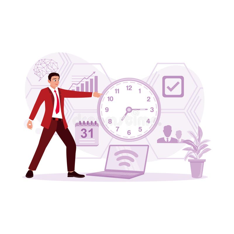 Time Management Concept. a Manager Points To a Big Clock, the ...