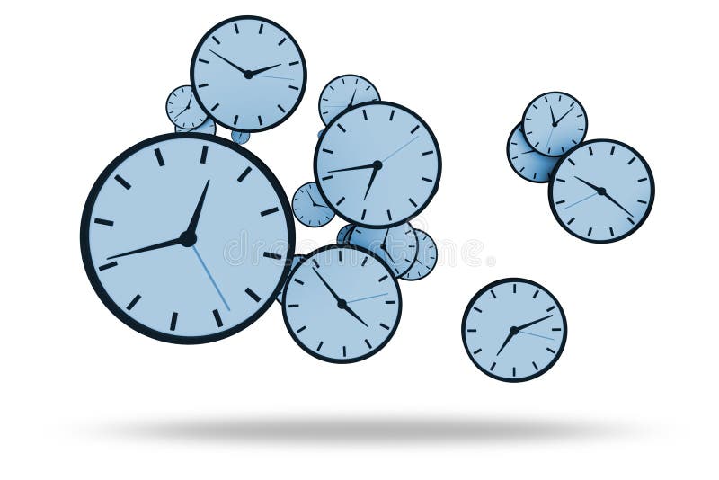 Time Management Concept with Many Clocks Stock Illustration ...