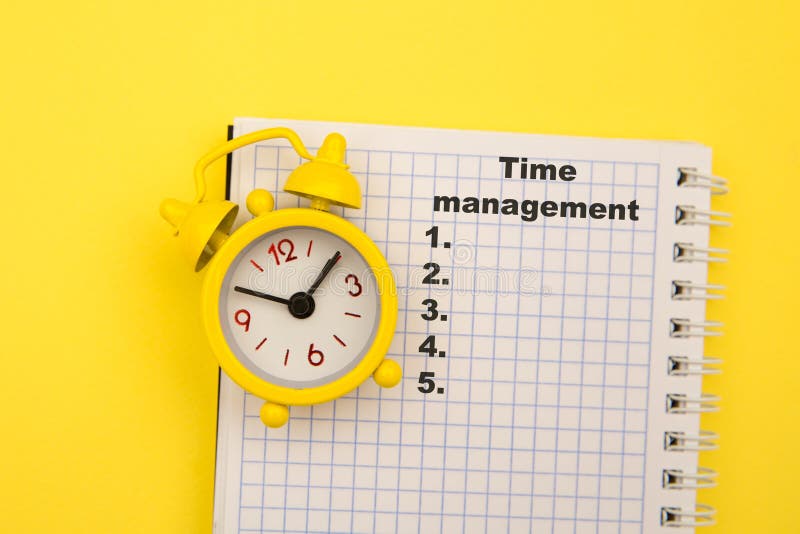 Time Management Concept. Open Small Notebook with To-do List and Yellow ...