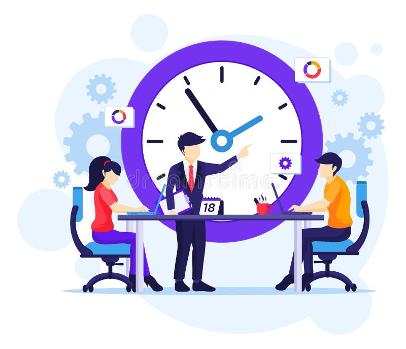 Time Management Concept, People on Meeting Planning a Work Schedule ...