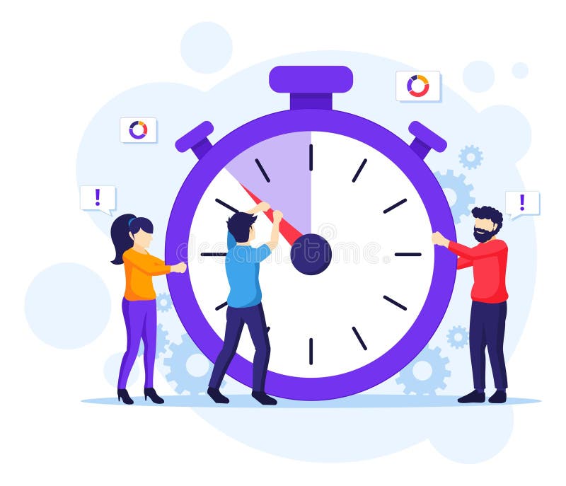 Time Management Concept, People Trying To Stop Time on a Giant Clock ...