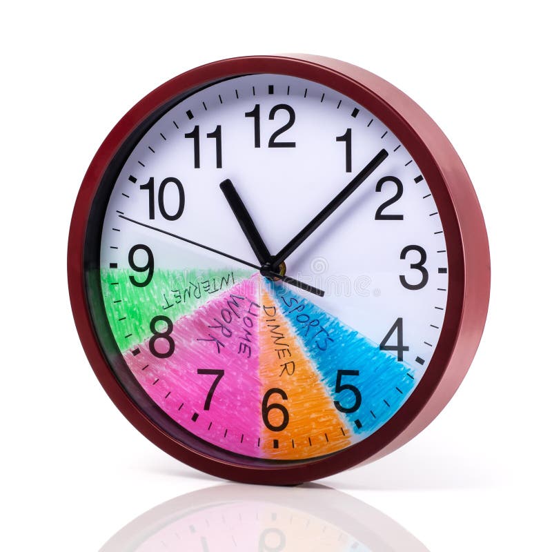 Time Management Concept: Round Clock with a Colored Dial and Action ...
