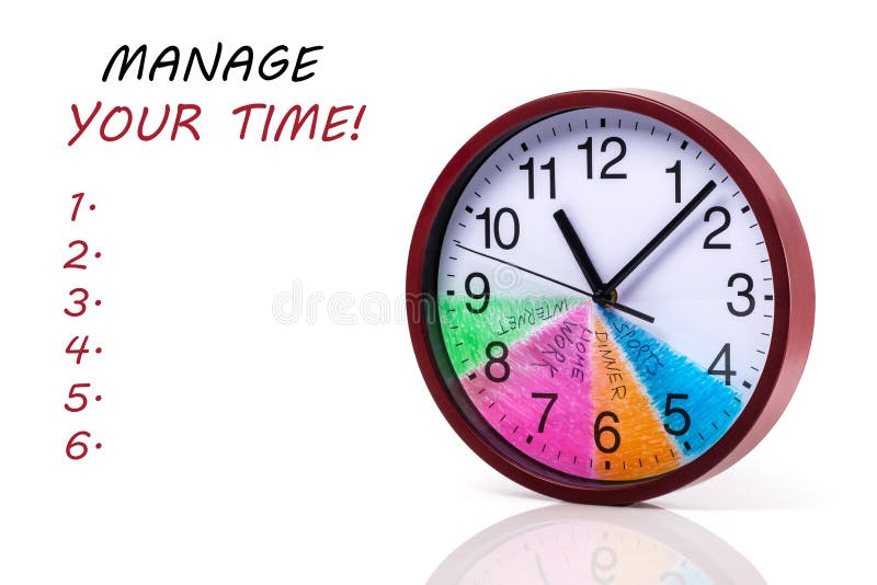 Time Management Concept: Round Clock with a Colored Dial and Action ...