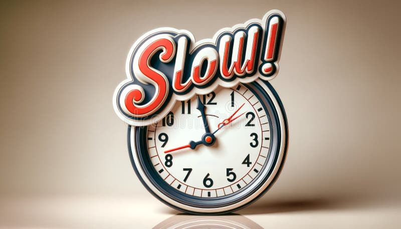 Time Management Concept SLOW DOWN! Text and Clock Illustration, Urging ...