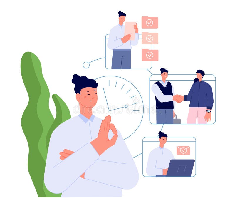 Time Management Concept. Work Male Executive, Success Plan Working ...