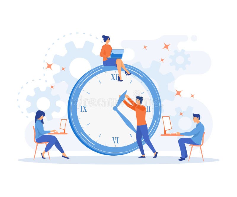 Time Management, Control. Businessman Run Along Gear in Form of Clock ...