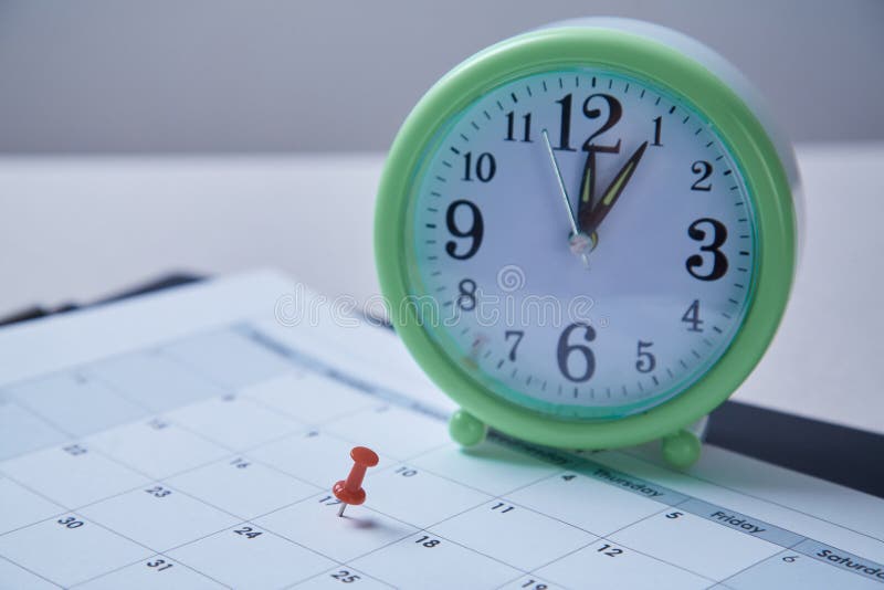 Time Management, Deadline and Schedule Concept: Alarm Clock and Pushpin ...
