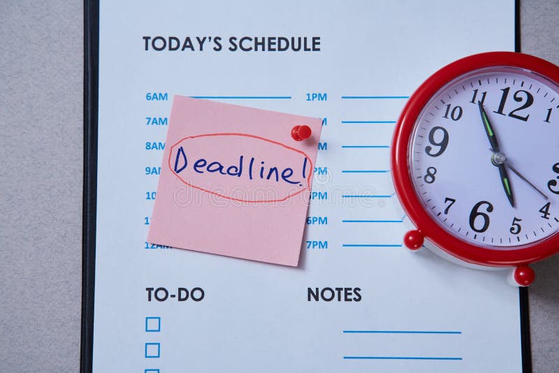 Time Management Deadline and Schedule Concept: Hand Made Clock on Grey ...