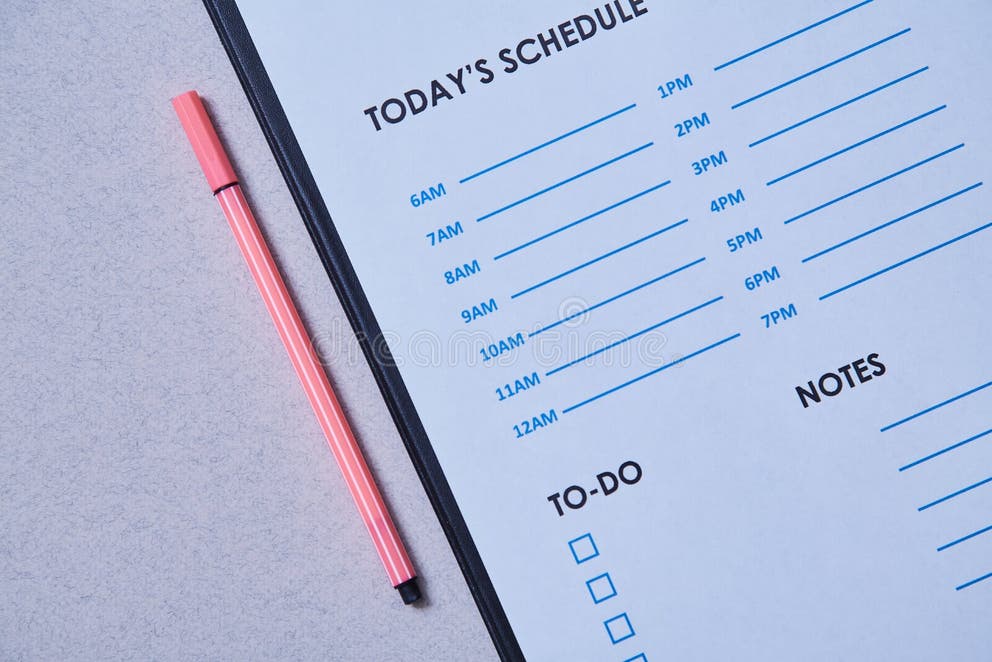 Time Management Deadline and Schedule Concept: Schedule Sheet and Pen ...