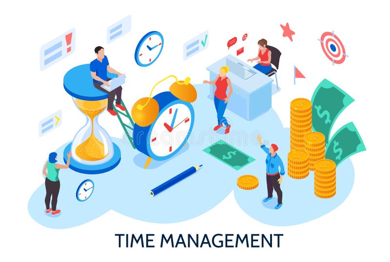 Time Management Isometric Illustration Stock Vector - Illustration of ...