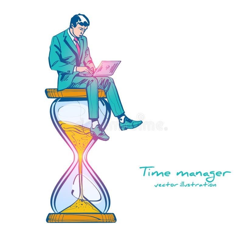 Time Management Drawing Sketch Control. Vector Illustration Cartoon ...