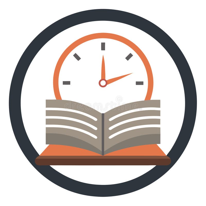 Time Management Education: Open Book and Clock Icon for Learning Stock ...