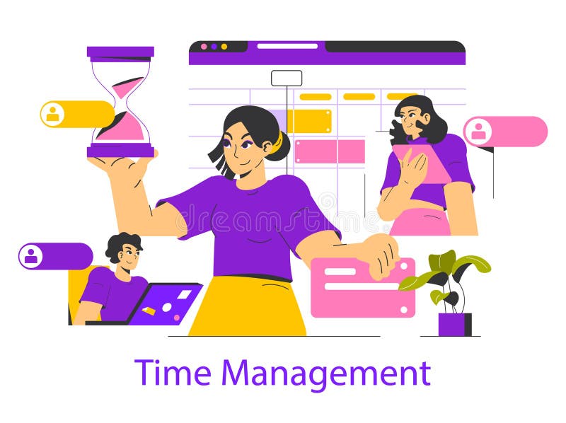 Time Management. Flat Vector Illustration Stock Vector - Illustration ...