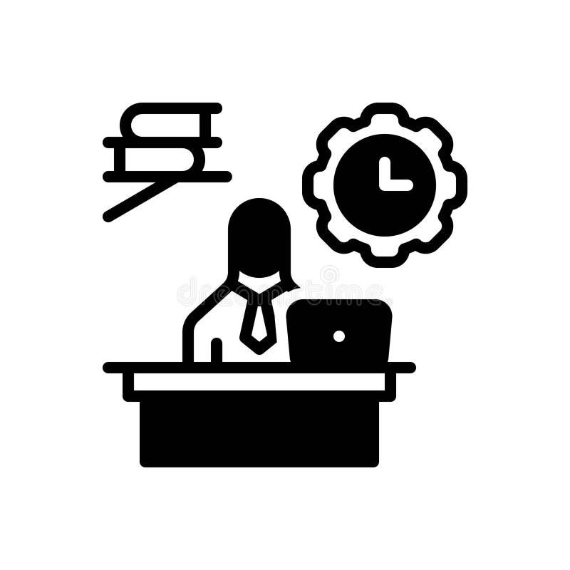 Black Solid Icon for Time Management, Desk and Office Stock Vector ...