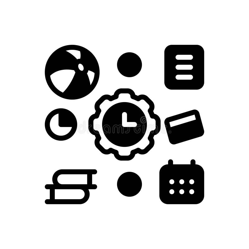 Black Solid Icon for Time Management, Time and Work Stock Vector ...