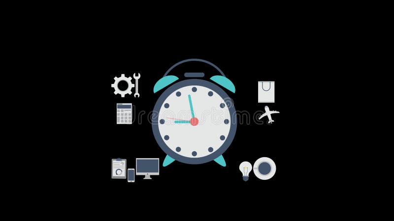 Alarm Clock Icon Animation. Loop Animation with Alpha Channel, Green ...